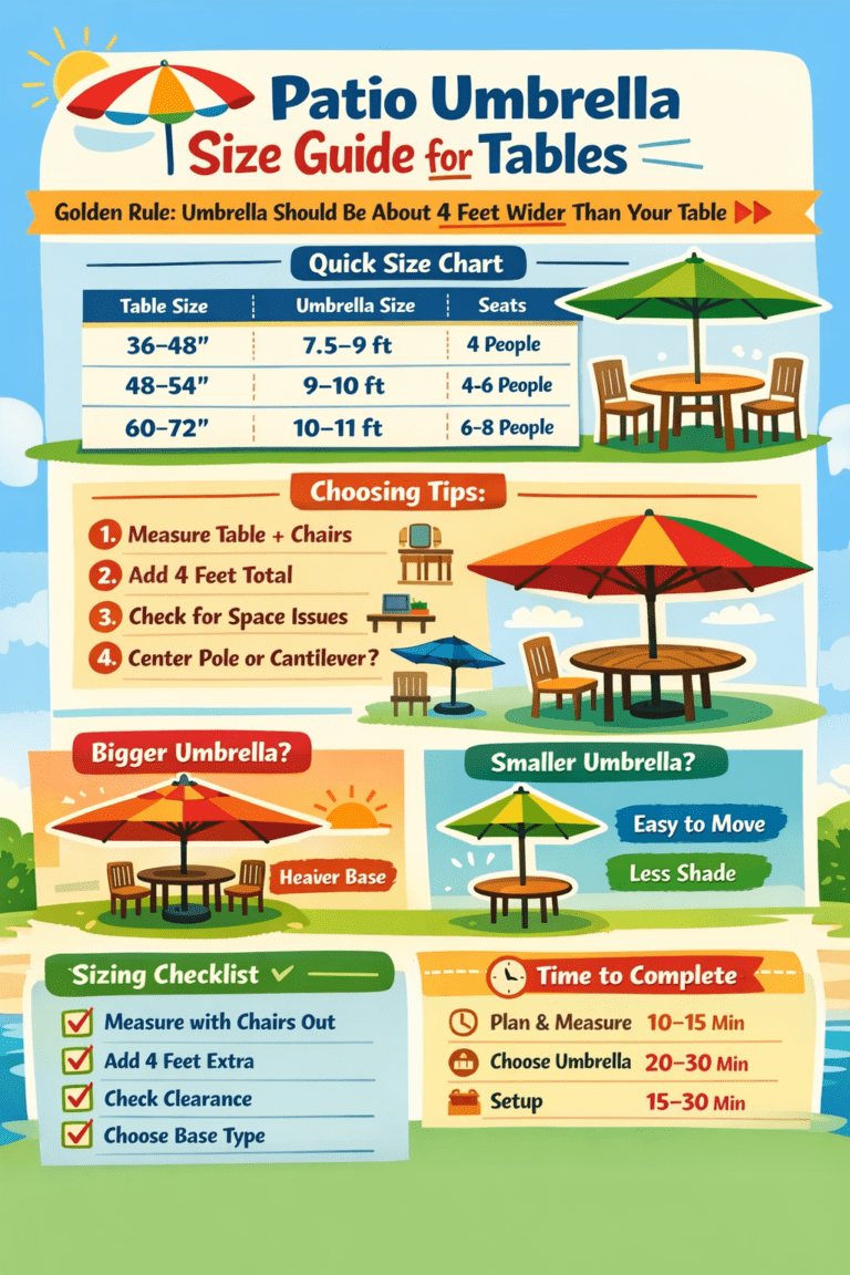 Patio Umbrella Size Guide for Tables (Easy Fit Tips)